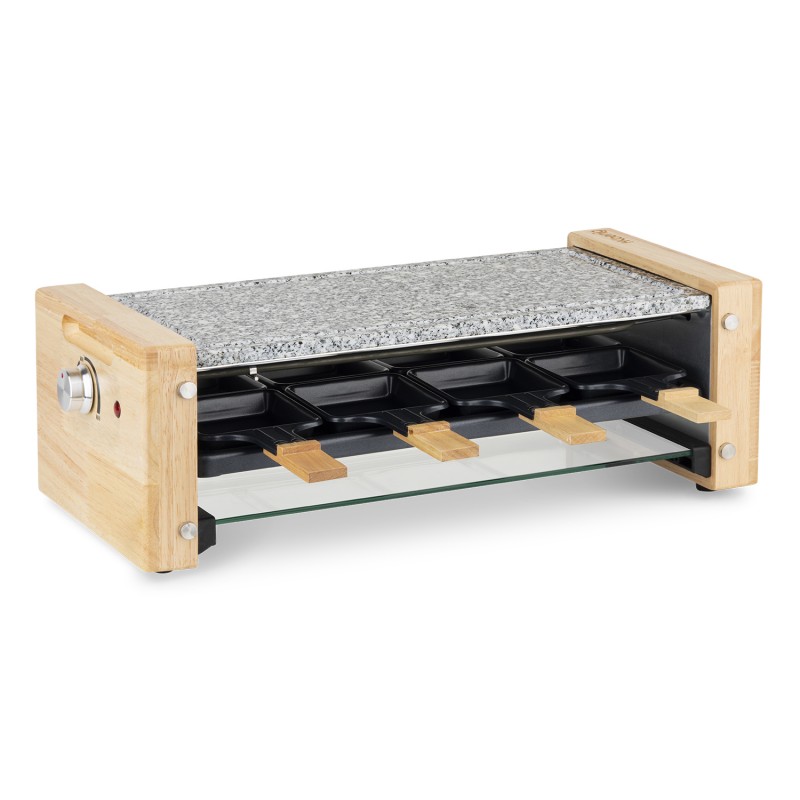 Appareil à raclette et pierre à cuire 8 personnes design bois